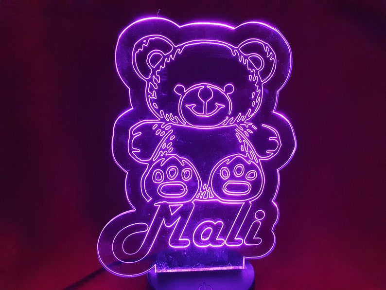 Personalised Led Name Night Light Kids Room Desk Light Teddy - Etsy
