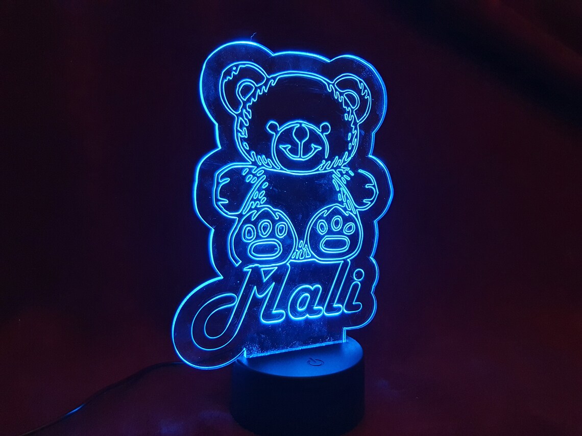 Personalised Led Name Night Light Kids Room Desk Light Teddy - Etsy