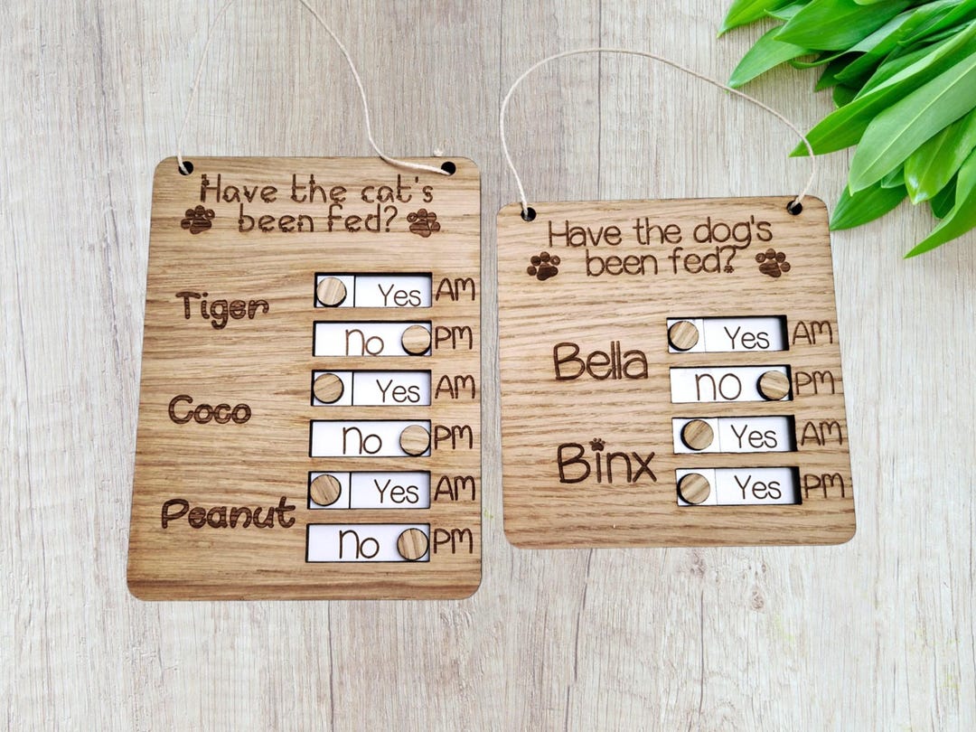Pet Feeding Tracker, Personalized Wooden Pet Feeding Tracker Sign - Dog ...