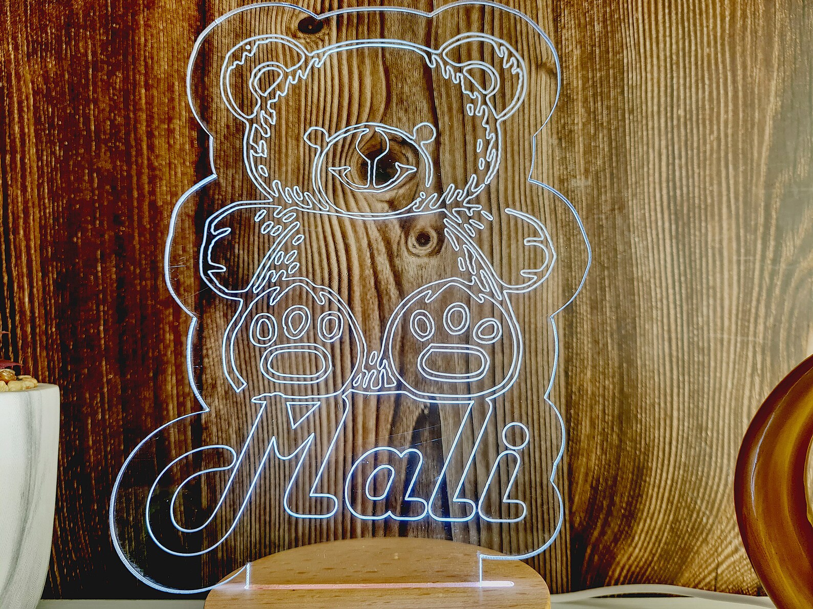 Personalised Led Name Night Light Kids Room Desk Light Teddy - Etsy