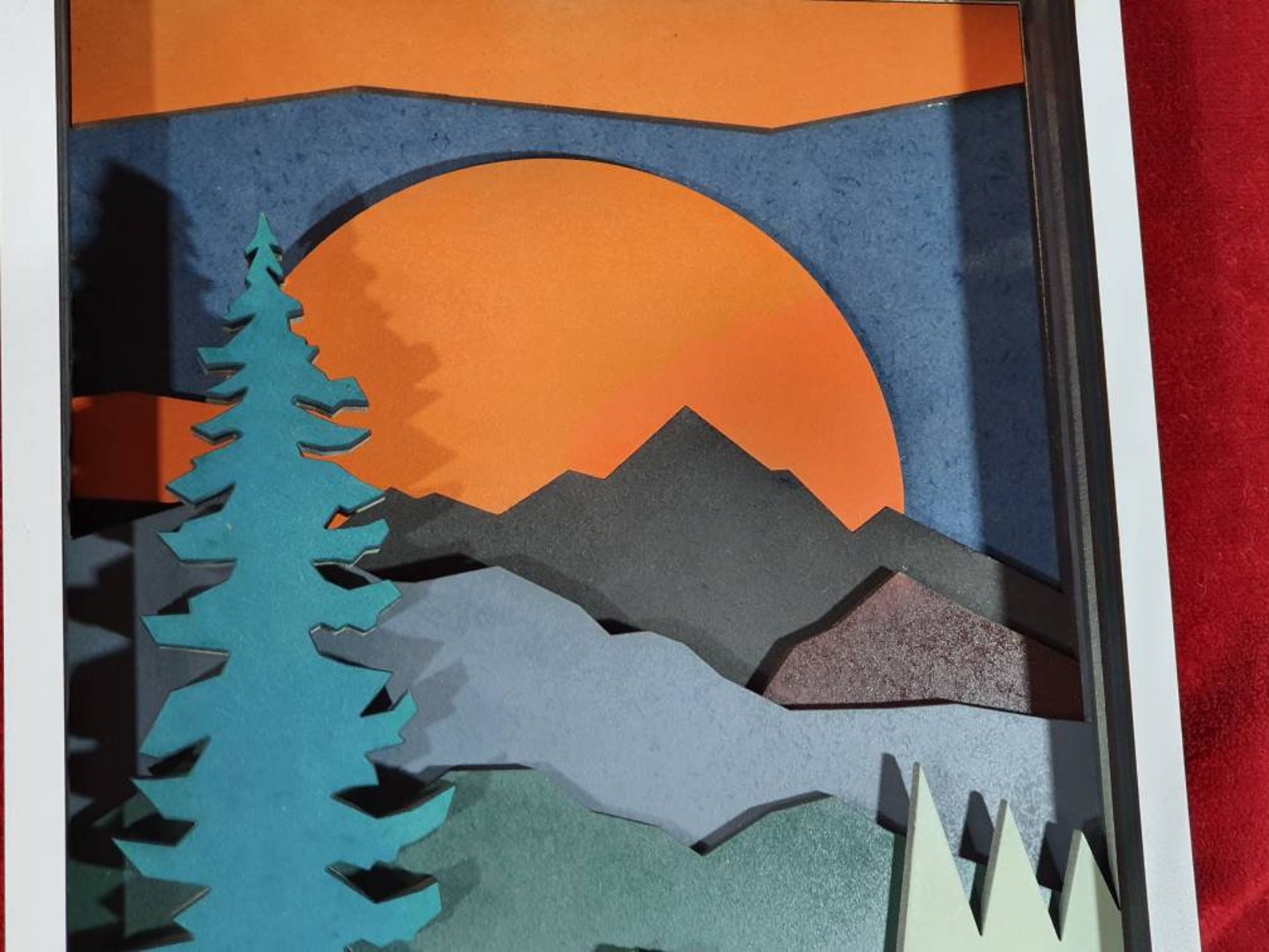 Wooden Mountain Scene Picture. 3D Layers Wood Painting Home Decor - Etsy