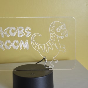 LED Night Light , Personalised Sign, Custom Dinosaur Themed ,custom ...