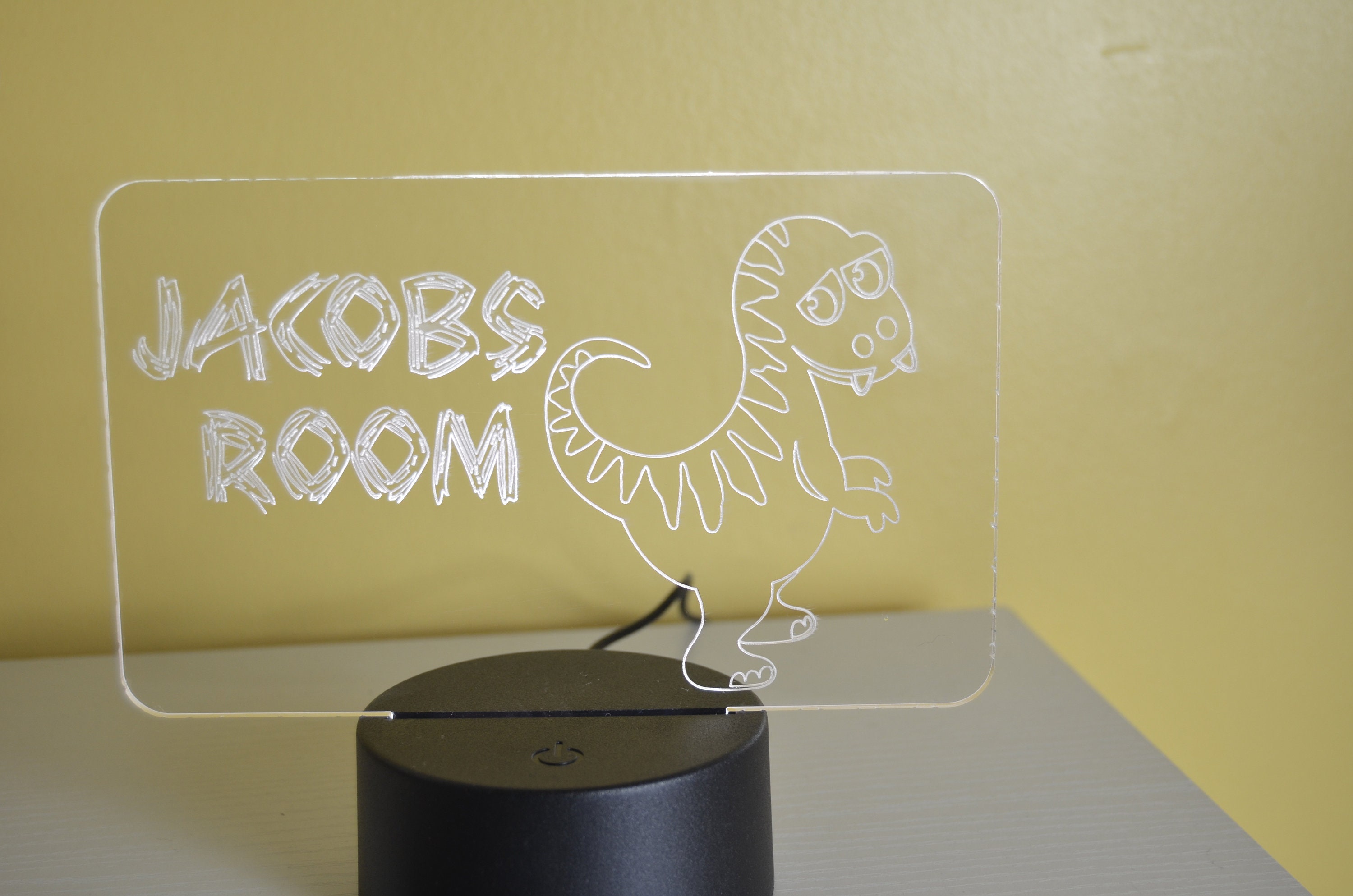 LED night light personalised sign custom dinosaur themed | Etsy