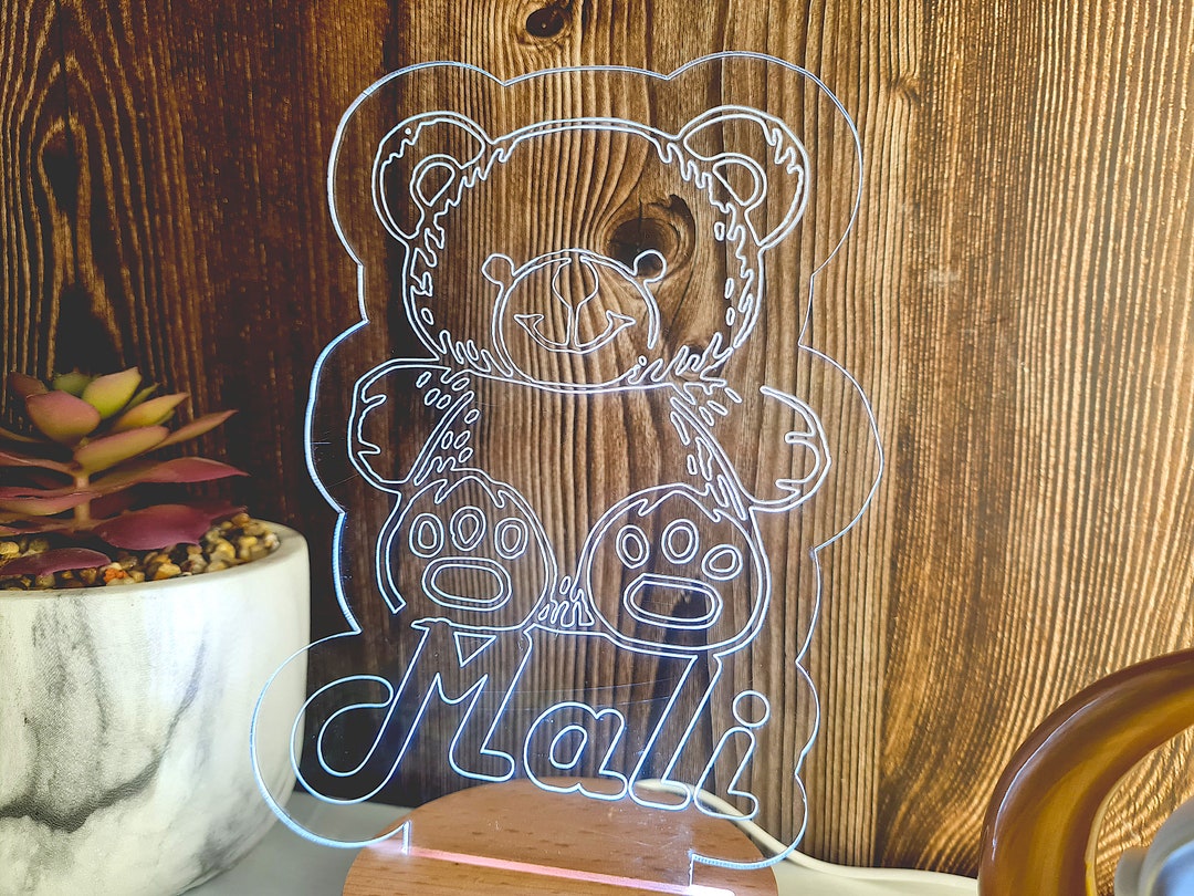 Personalised Led Name Night Light Kids Room Desk Light Teddy - Etsy