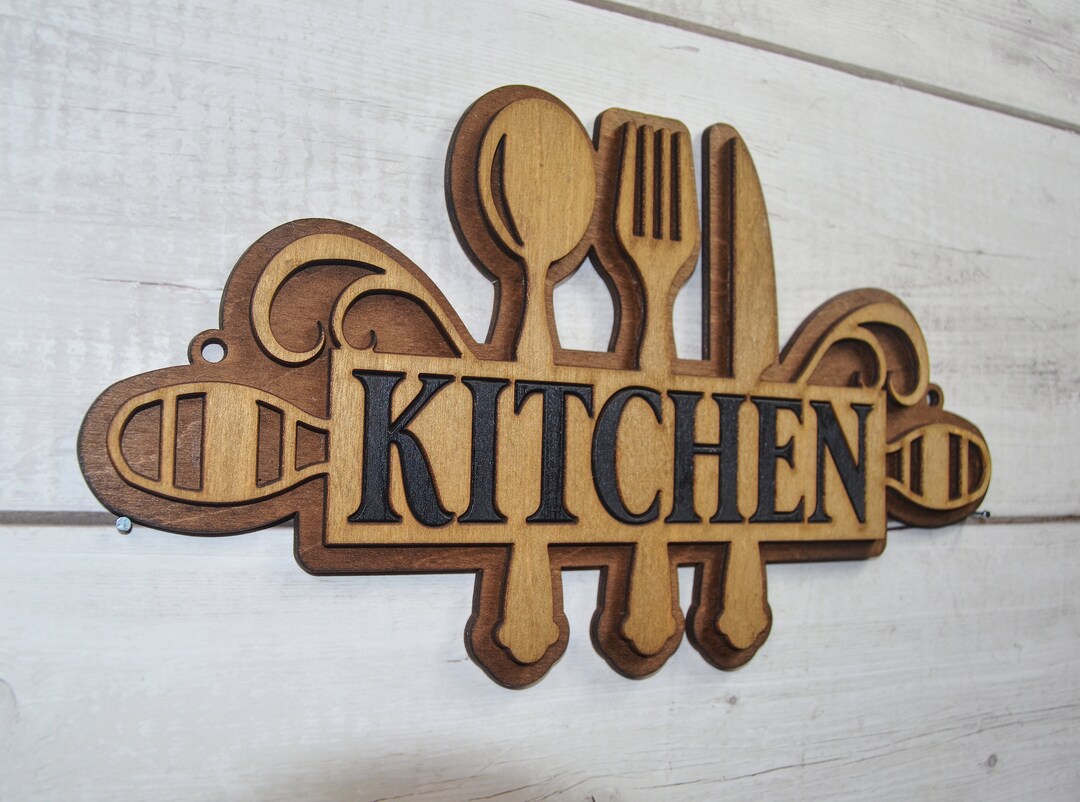 Rustic Wooden Kitchen Wall Sign: Laser Ply Decoration - Etsy UK