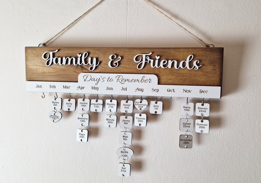 Never Forget a Birthday With Our Wooden Reminder, Year Planner, Wooden ...
