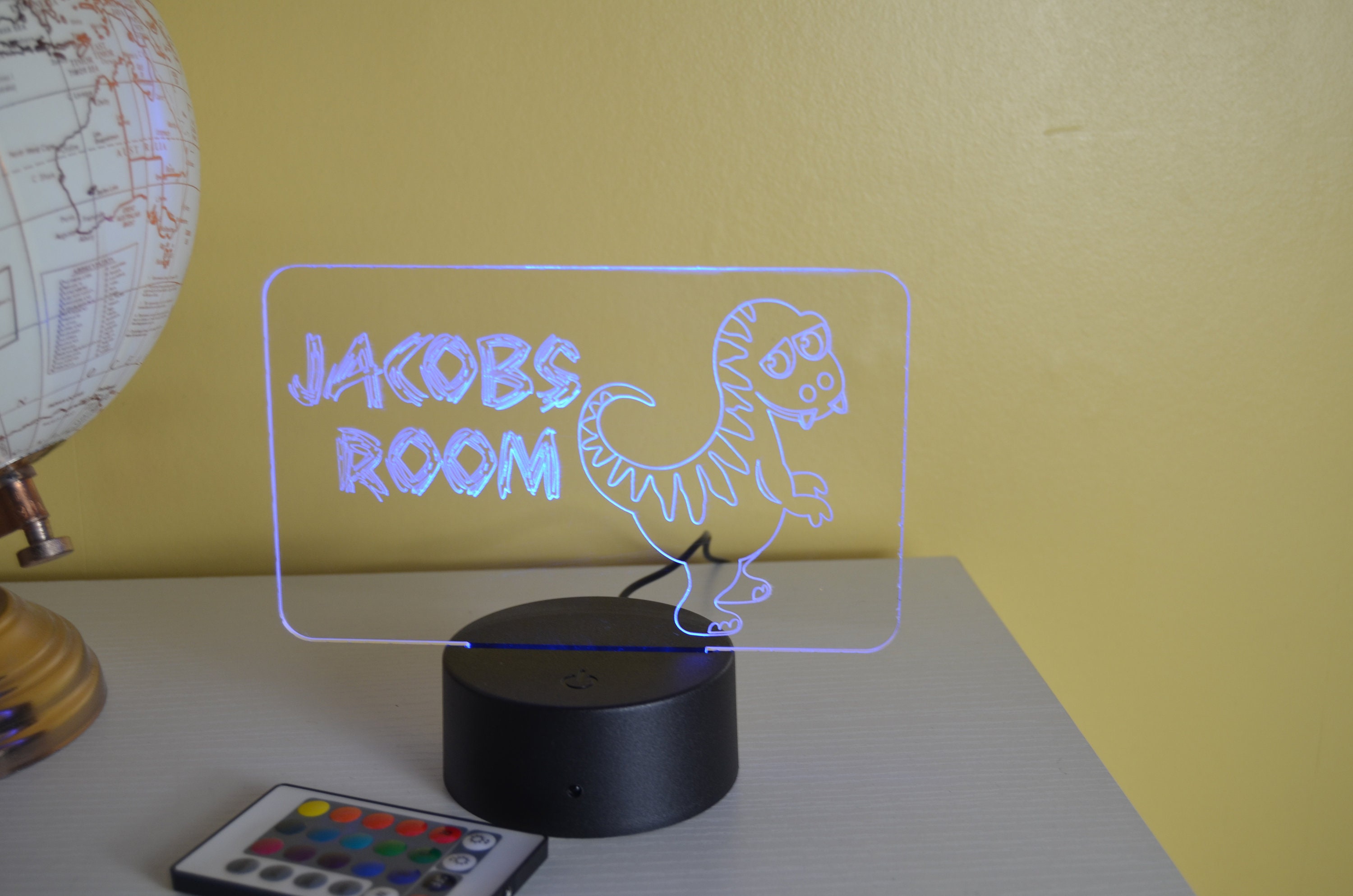 LED night light personalised sign custom dinosaur themed | Etsy