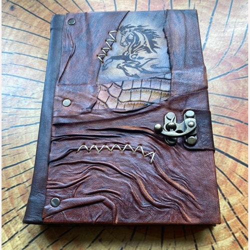 Leather Notebook Embossed Leather Journal Leather Diary - Etsy