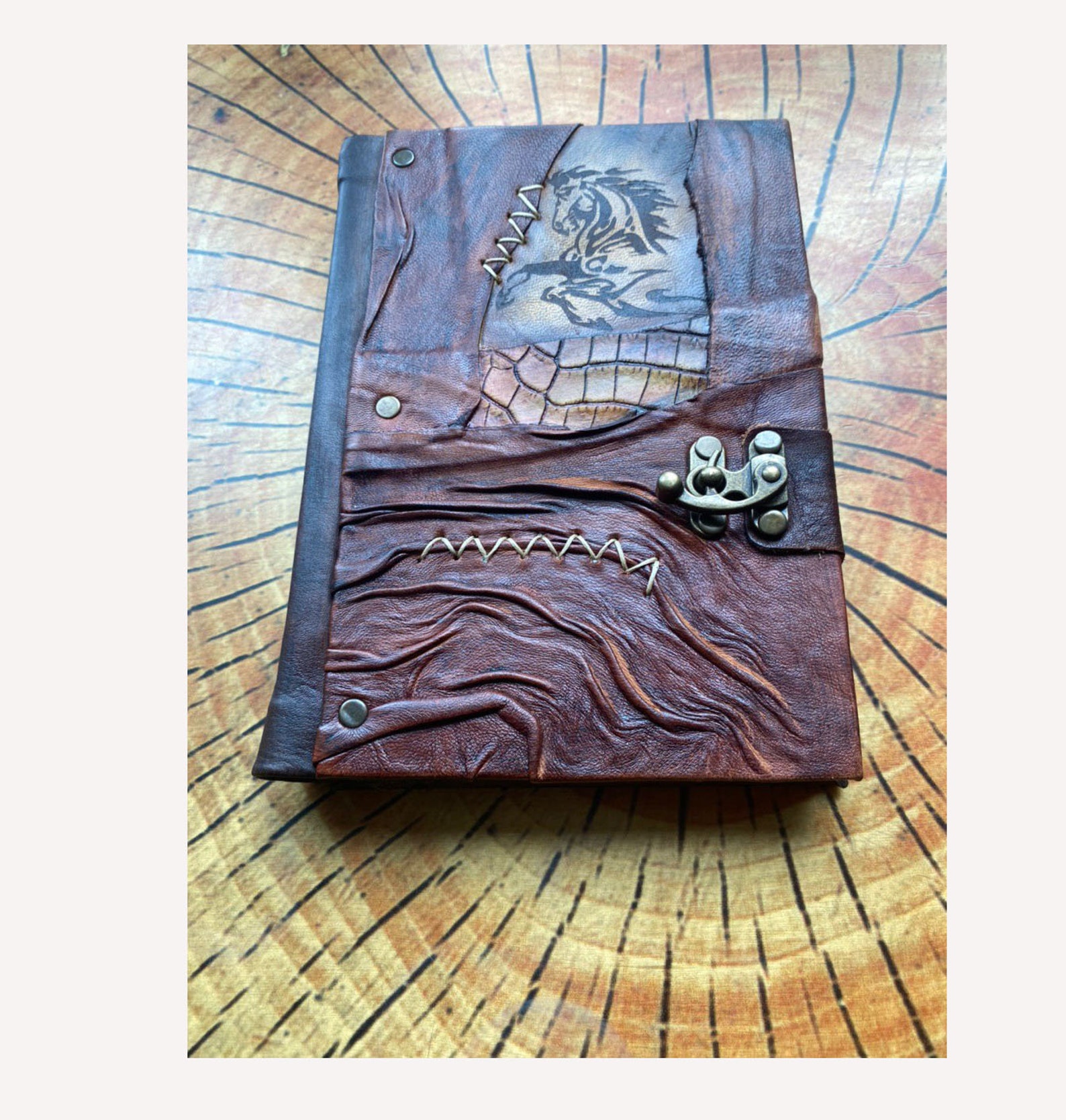 Leather Notebook Embossed Leather Journal Leather Diary - Etsy