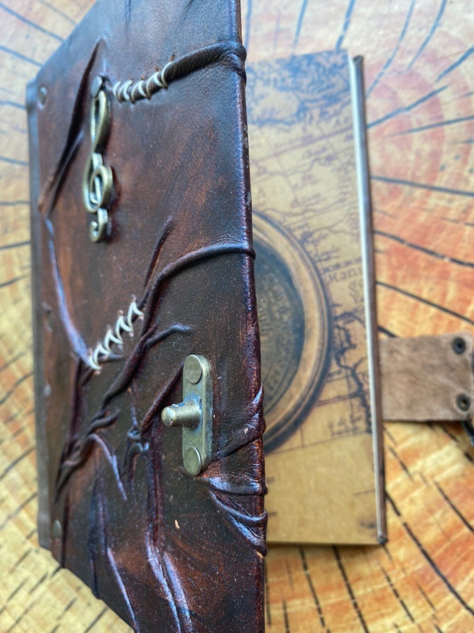 Leather Notebook - Clef Embossed Leather Journal -leather Diary Books ...