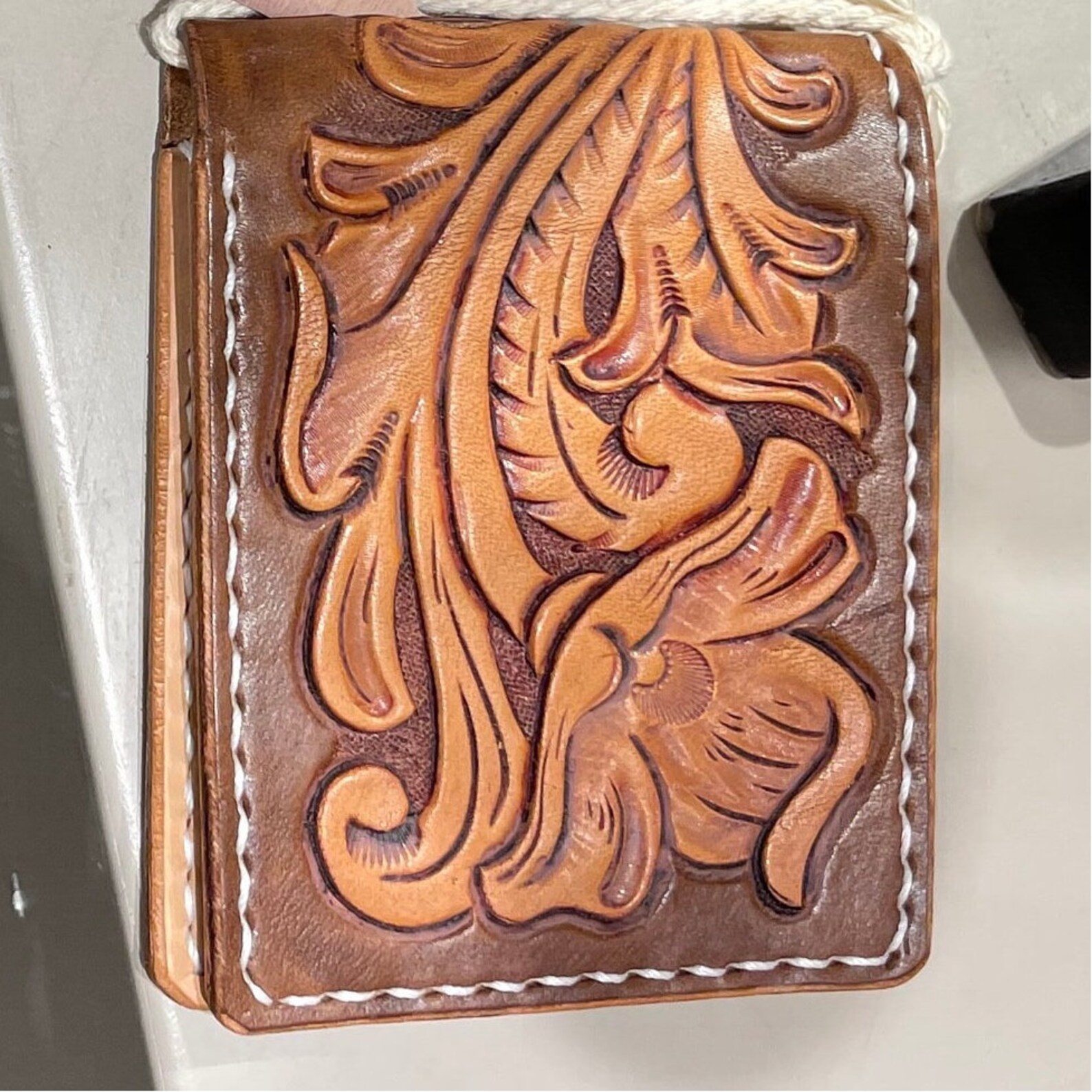 Western Wallet With Leather Tooling Design - Etsy