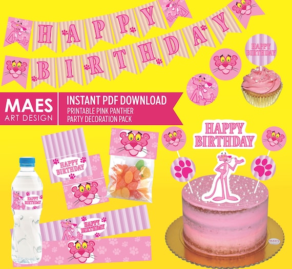 Pink Panther Birthday Party Decoration Instant Download - Etsy