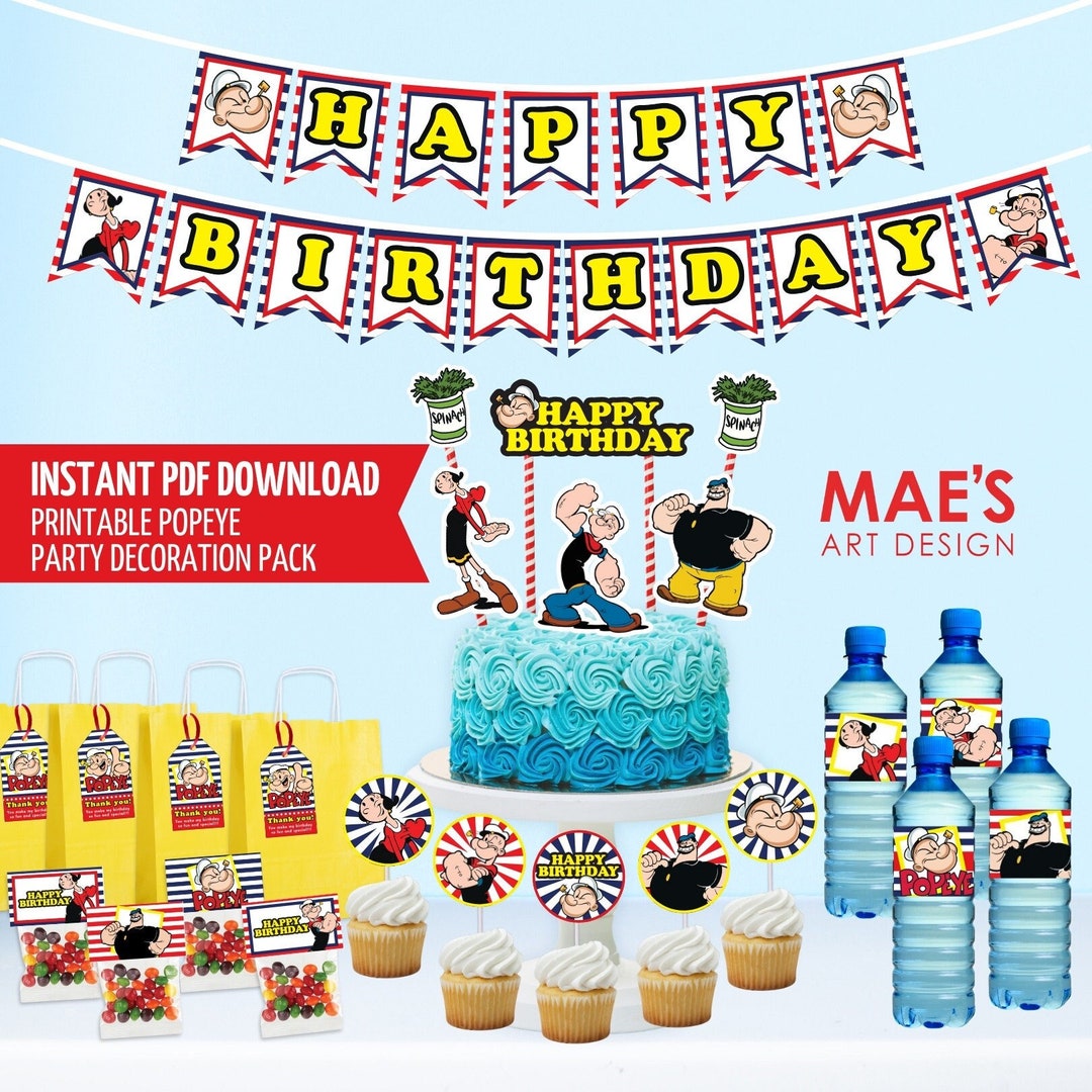 Popeye Birthday Party Decoration - Instant Download Printable - Etsy