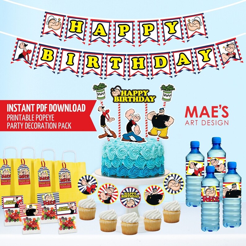 Popeye Birthday Party Decoration - Instant Download Printable - Etsy