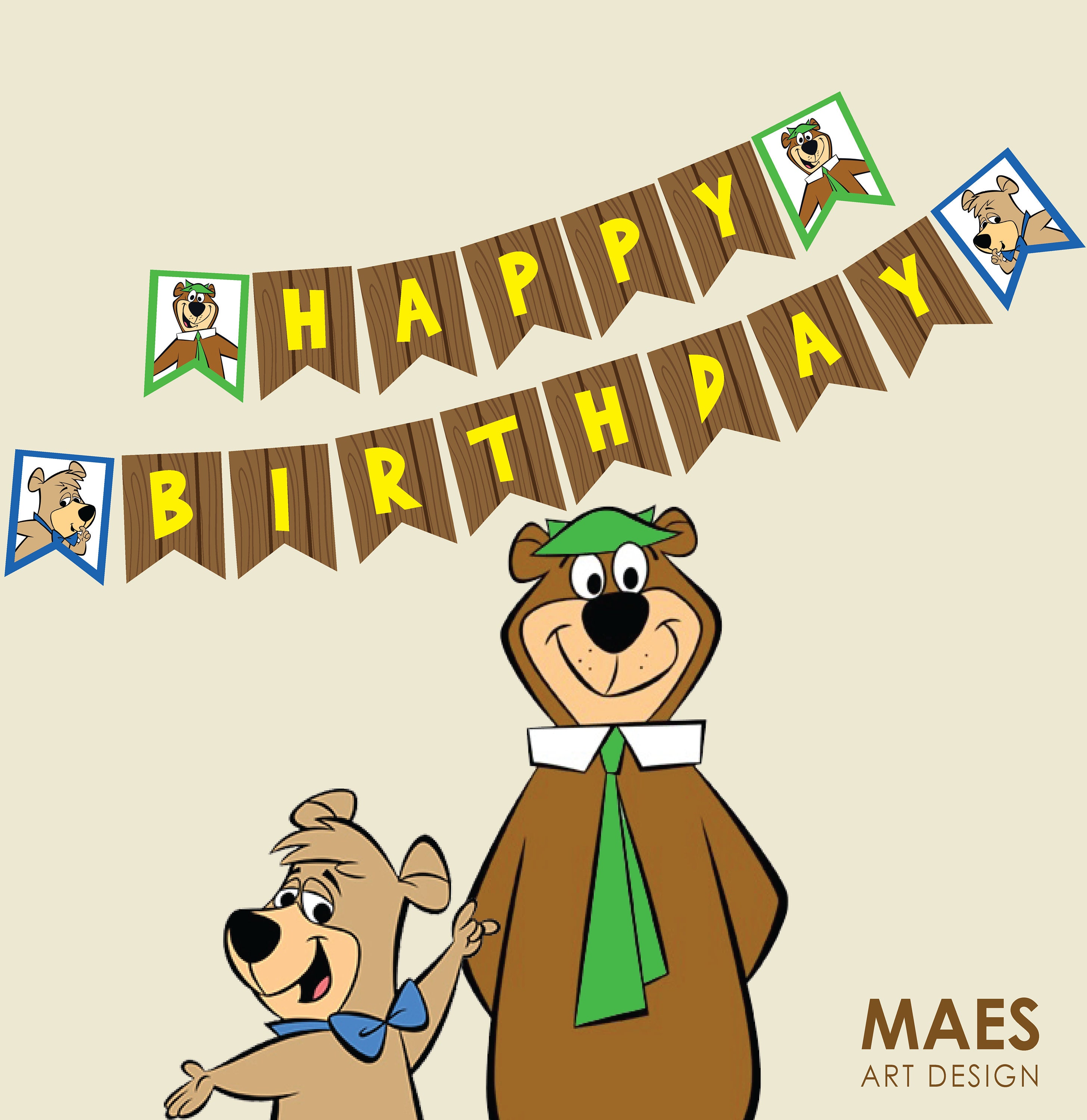 Yogi Bear Birthday Party Decoration - Instant Download Printable - Etsy