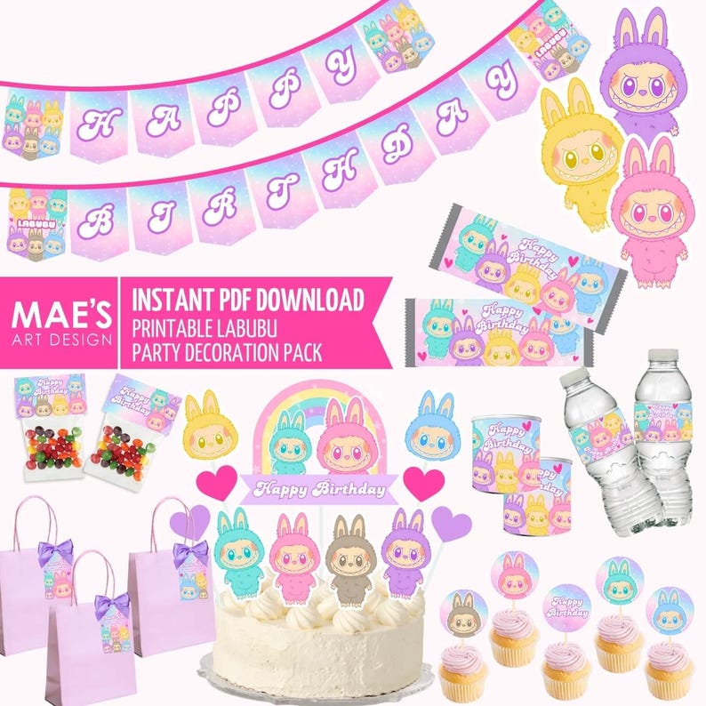 Labubu Birthday Party Decoration - Instant Download Printable - Etsy