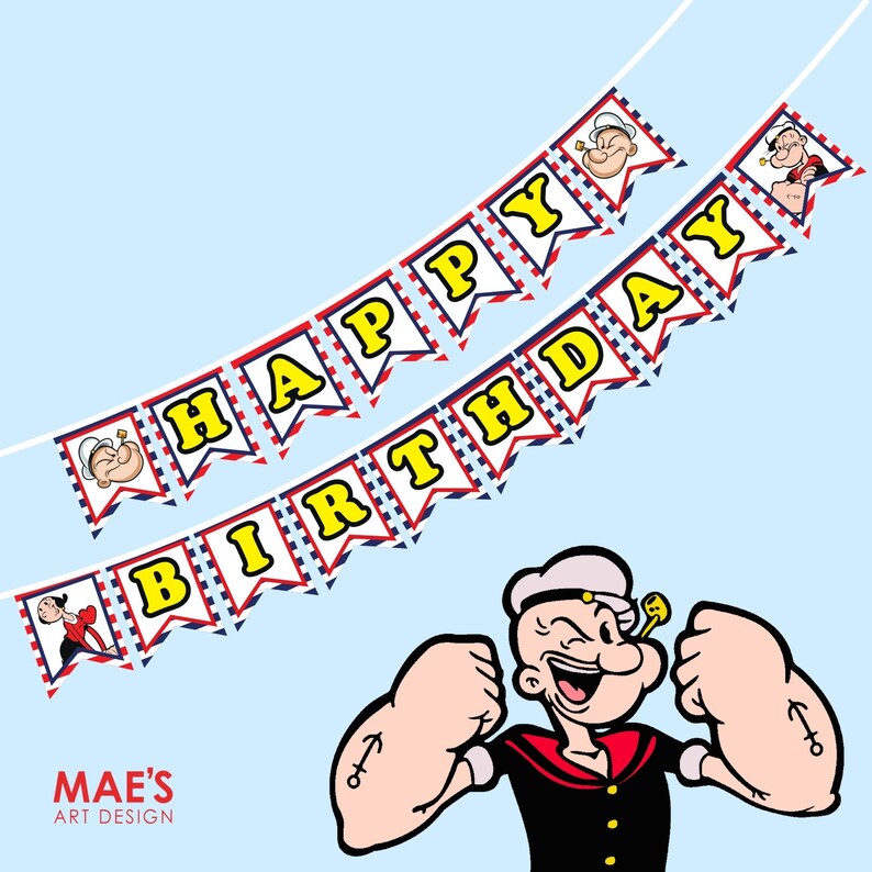 Popeye Birthday Party Decoration - Instant Download Printable - Etsy