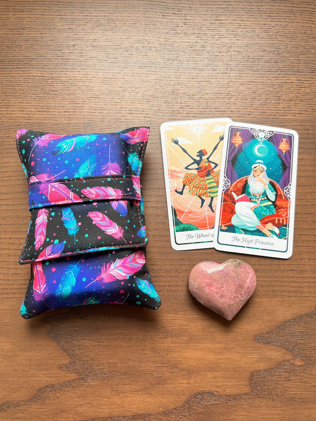 Blue Tarot Pouch, Feather Design Handmade Tarot Case, Protection Bag ...