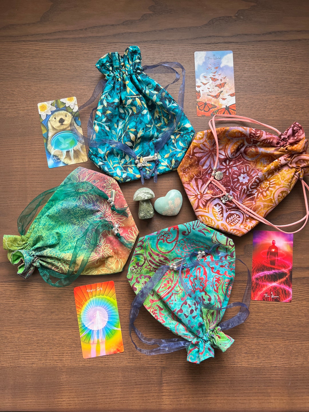 Tarot Bag, Large Drawstring Batik Bag for Tarot or Oracle Decks or ...