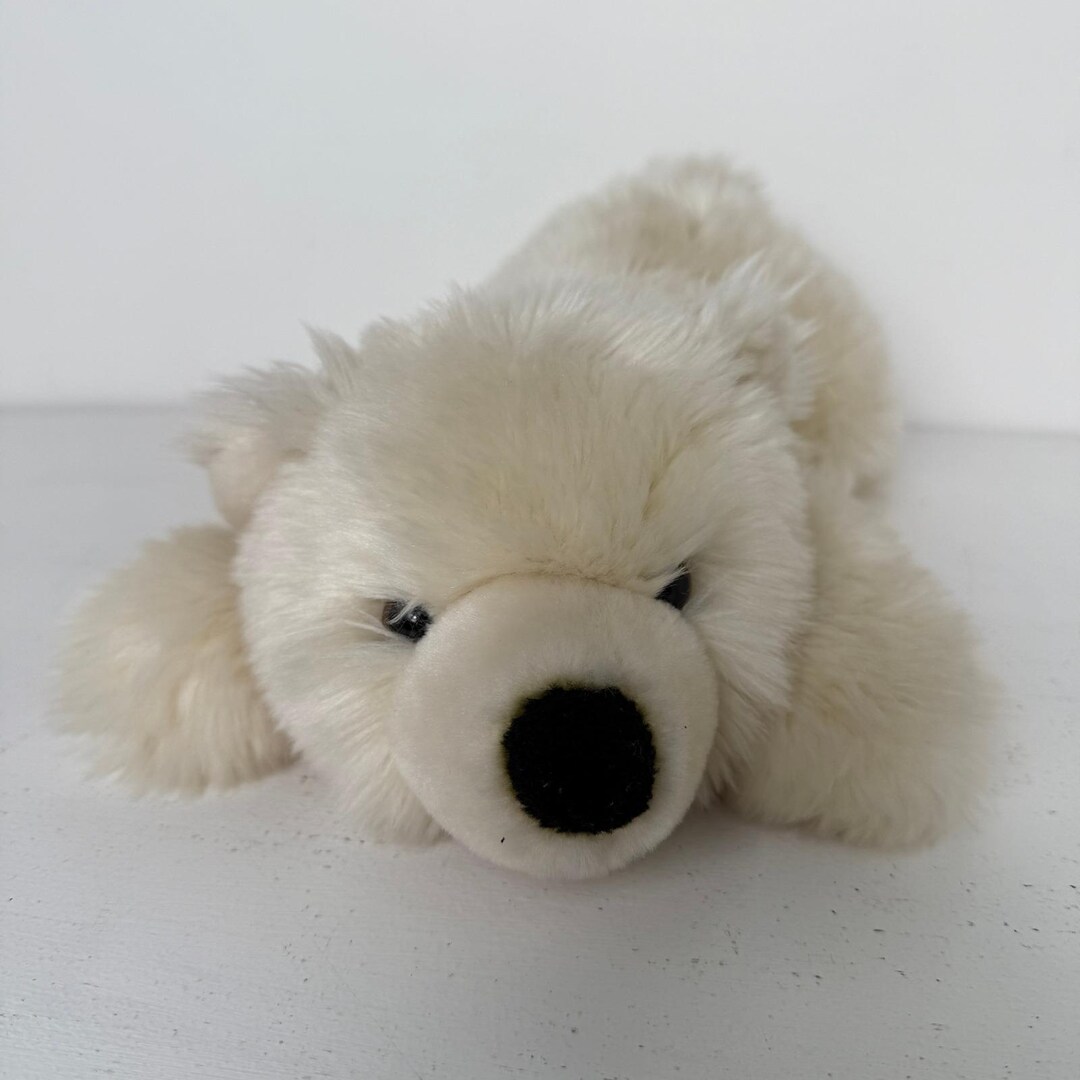 VTG Seaworld Plush Polar Bear Stuffed Animal Toy Cream White Soft Lying ...
