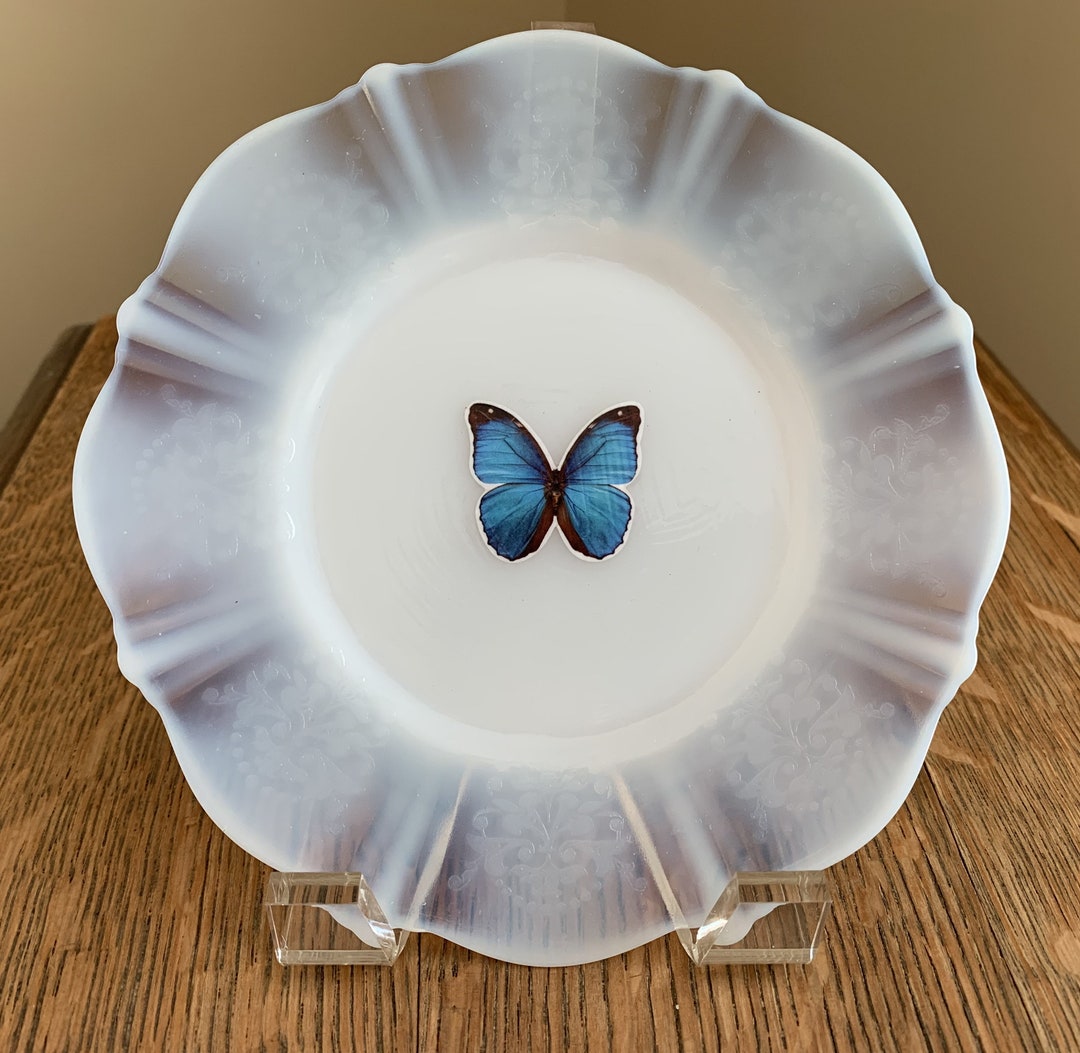 Vintage Translucent Plate Enhanced With a Butterfly Decoupage - Etsy