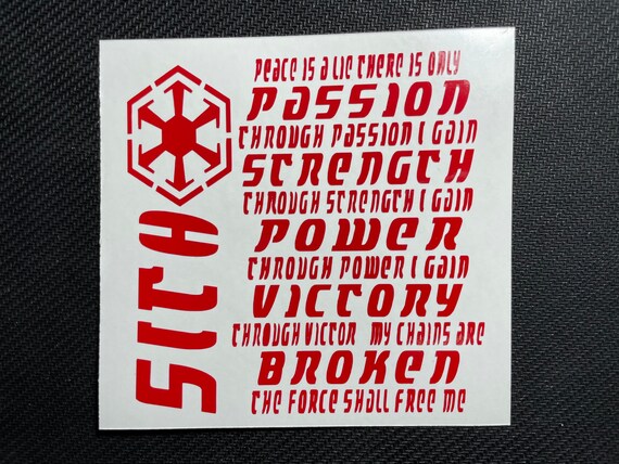 The Sith Code Vinyl Decal. Show Your Loyalty to the Sith. | Etsy