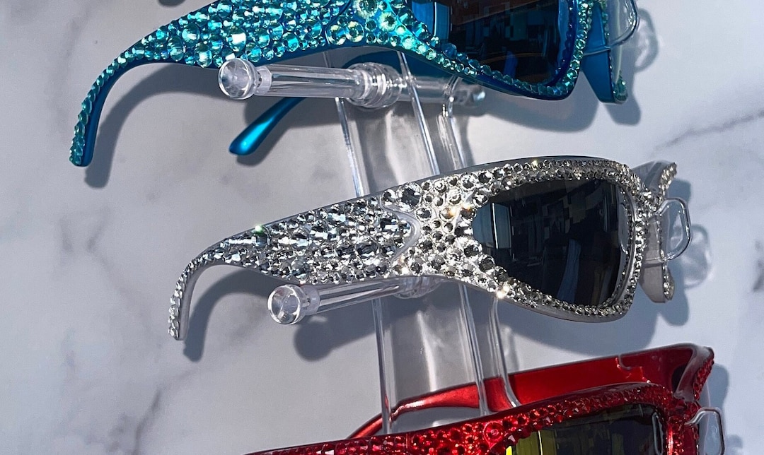 Silver Chrome Crystal Sunglasses | Unique Gift, Present, One of a Kind ...