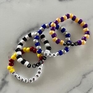 Class of 2024 Friendship Bracelet, Beaded Elastic Kandi Accessory ...