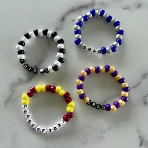 Class of 2024 Friendship Bracelet, Beaded Elastic Kandi Accessory ...