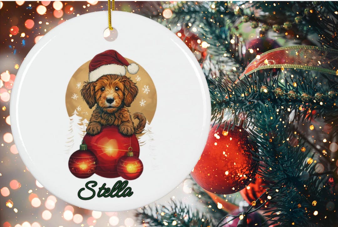 Personalized Labradoodle Dog Christmas Ornament, Ceramic Holiday Decor ...