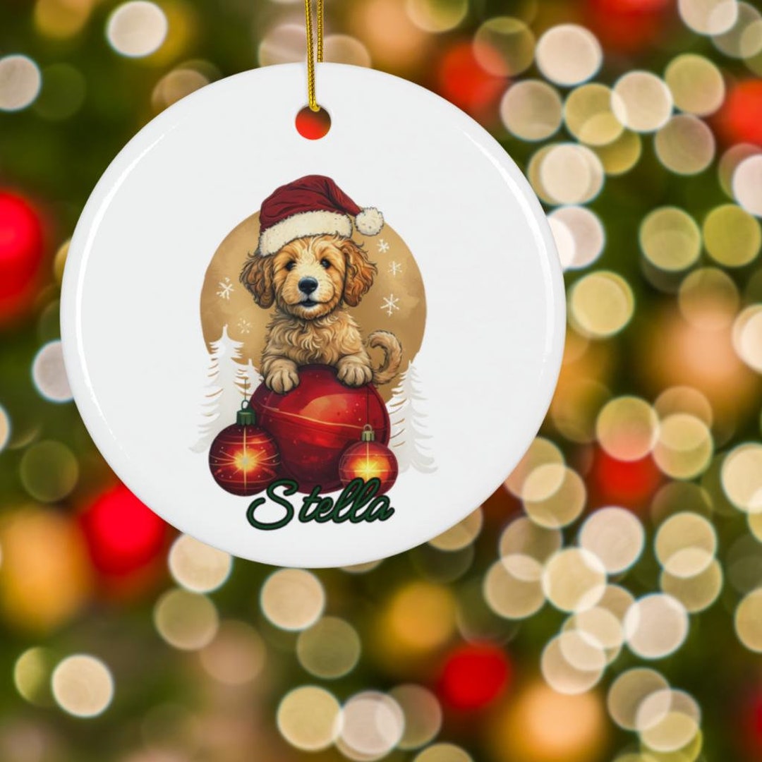 Personalized Goldendoodle Dog Christmas Ornament, Ceramic Holiday Decor ...