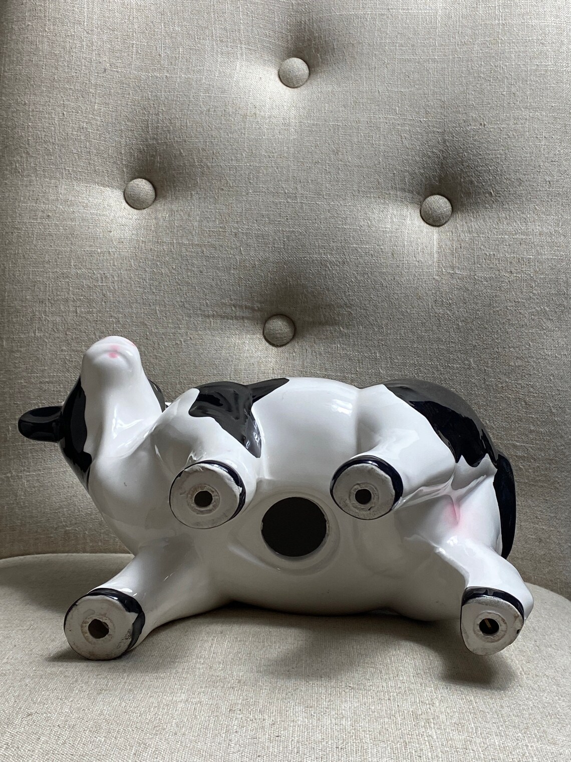 Beautiful Vintage Ceramic Cow Piggy Bank - Etsy