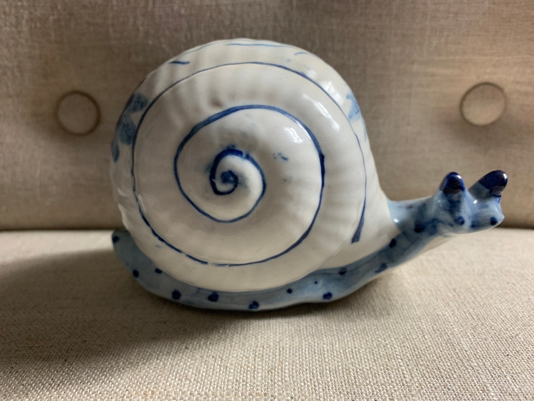 Lovely Vintage Ceramic Blue Snail Money Bank - Etsy