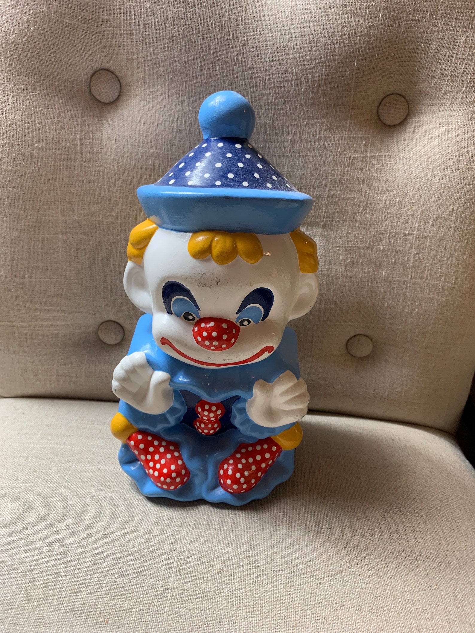 Vintage ceramic Happy clown money bank | Etsy