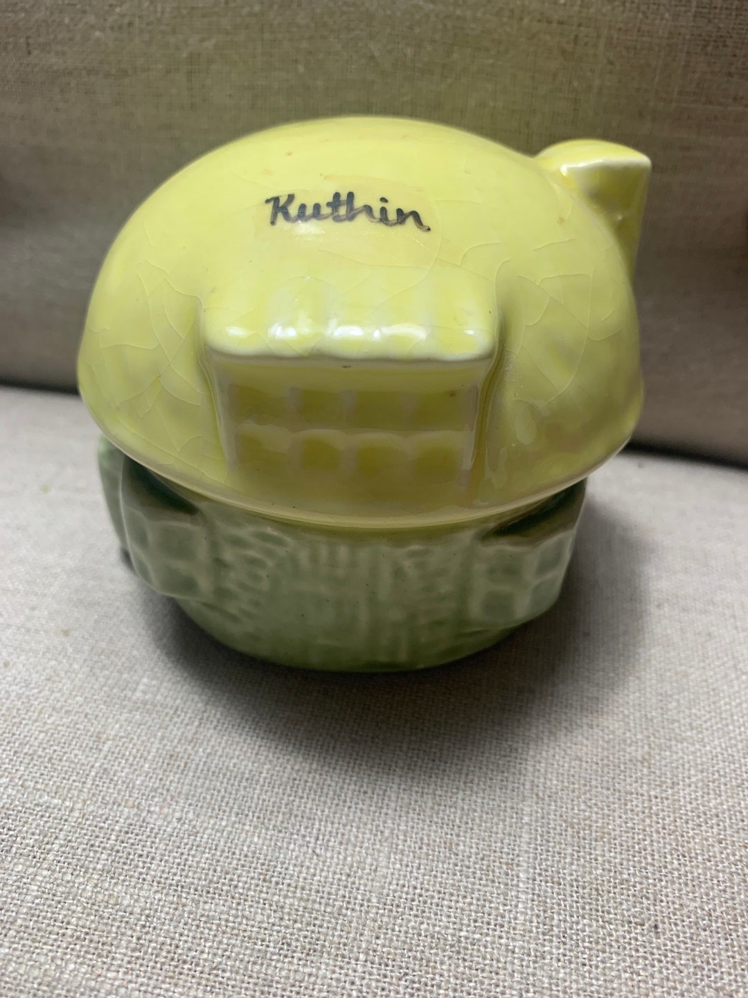 Vintage Ceramic Round House Money Bank Signed Kuthin - Etsy