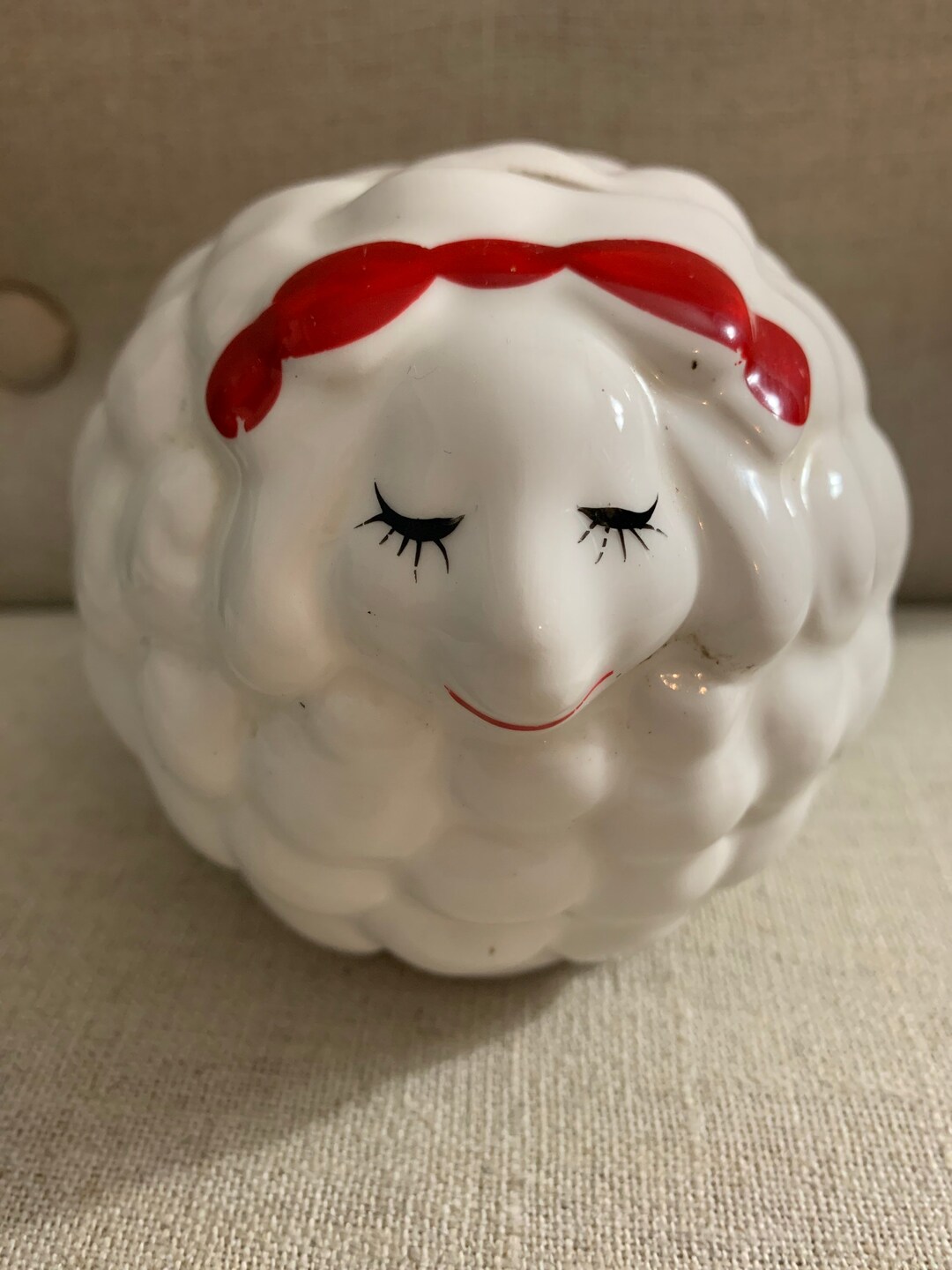 Beautiful Ceramic Vintage White Sheep Money Bank - Etsy