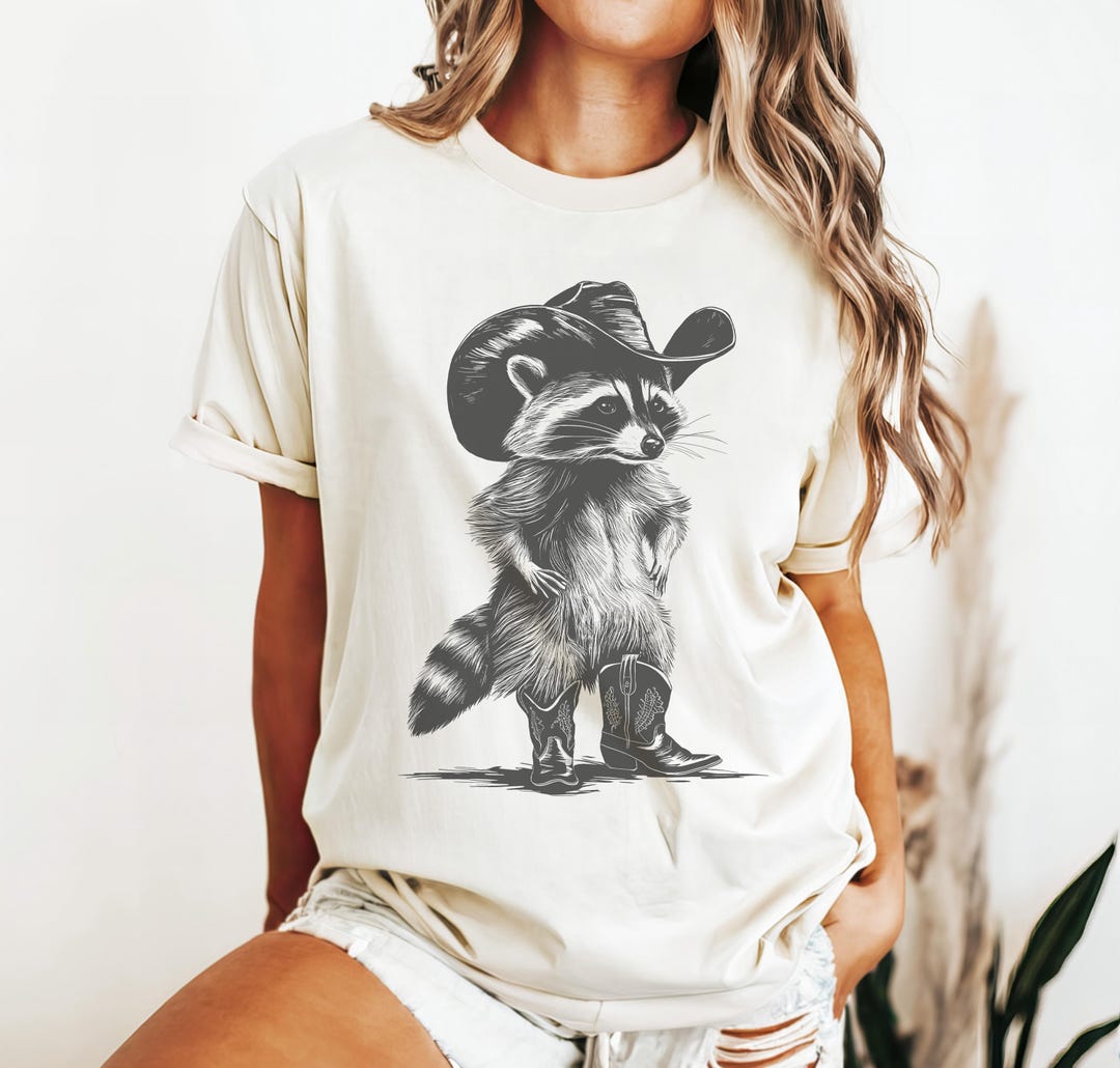 Western Raccoon Shirt, Vintage Cowboy Racoon Graphic Tee, Cute ...