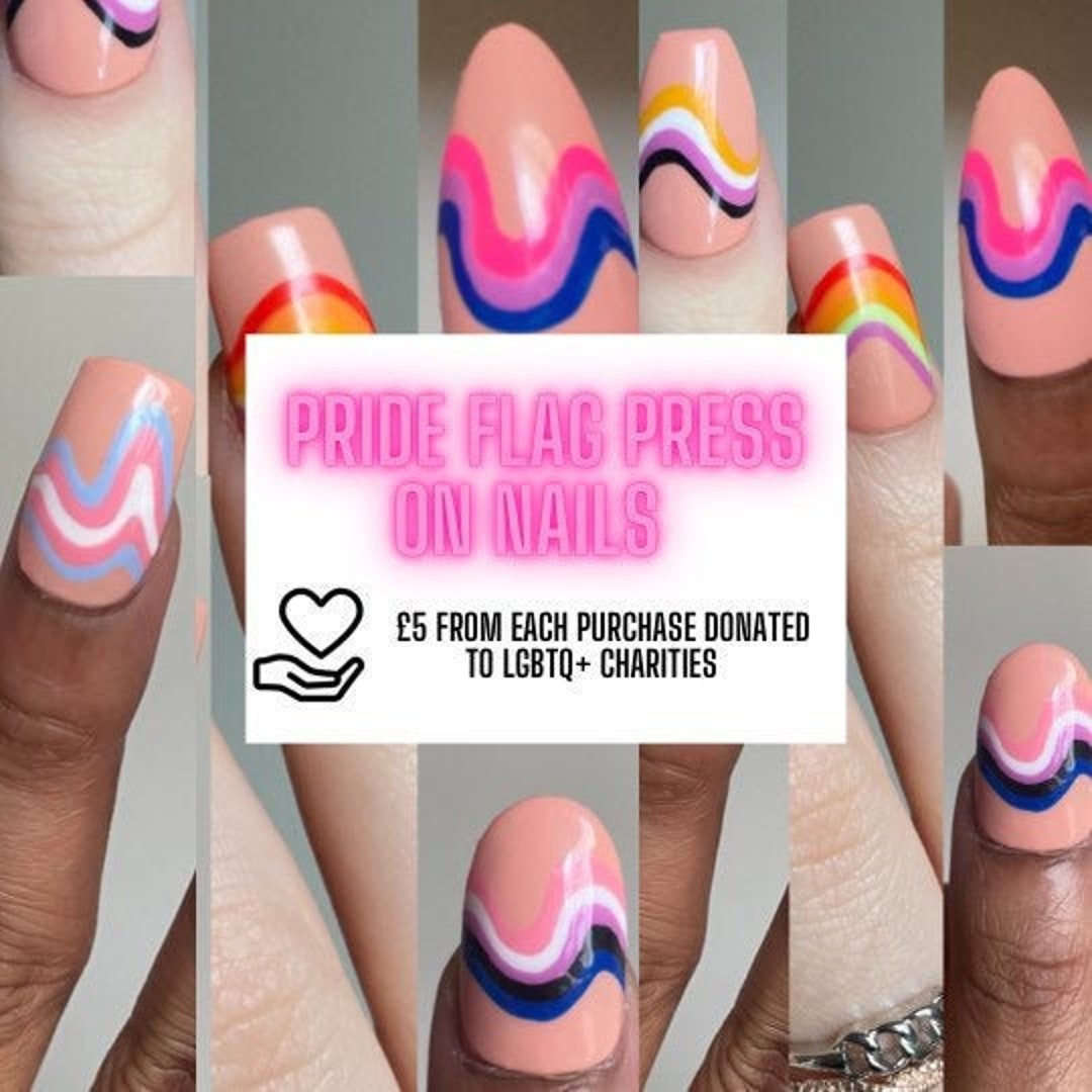 Pride Flag Press on Nails Charity Nails Pride Month Nails - Etsy