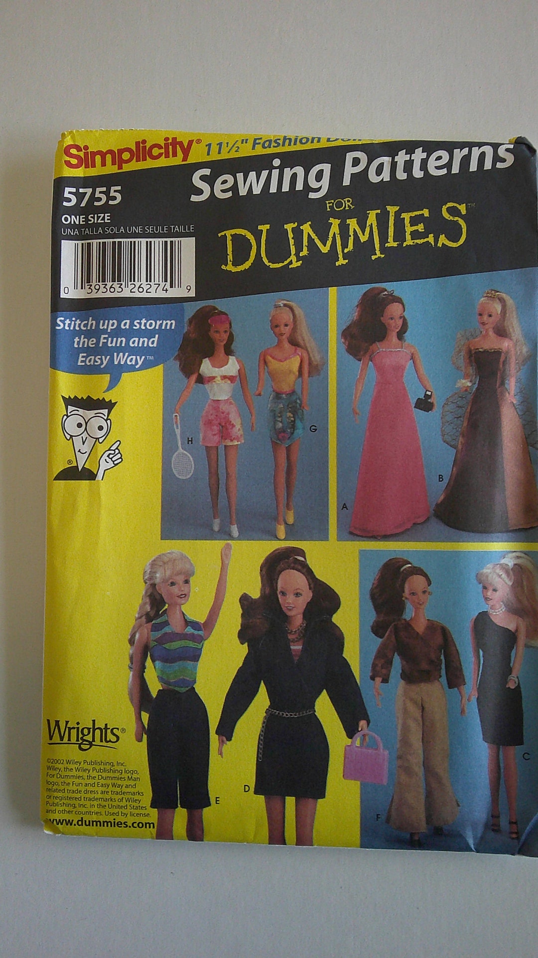 Simplicity 5755 Sewing Patterns for Dummies 11 1/2 Inch Fashion Doll ...