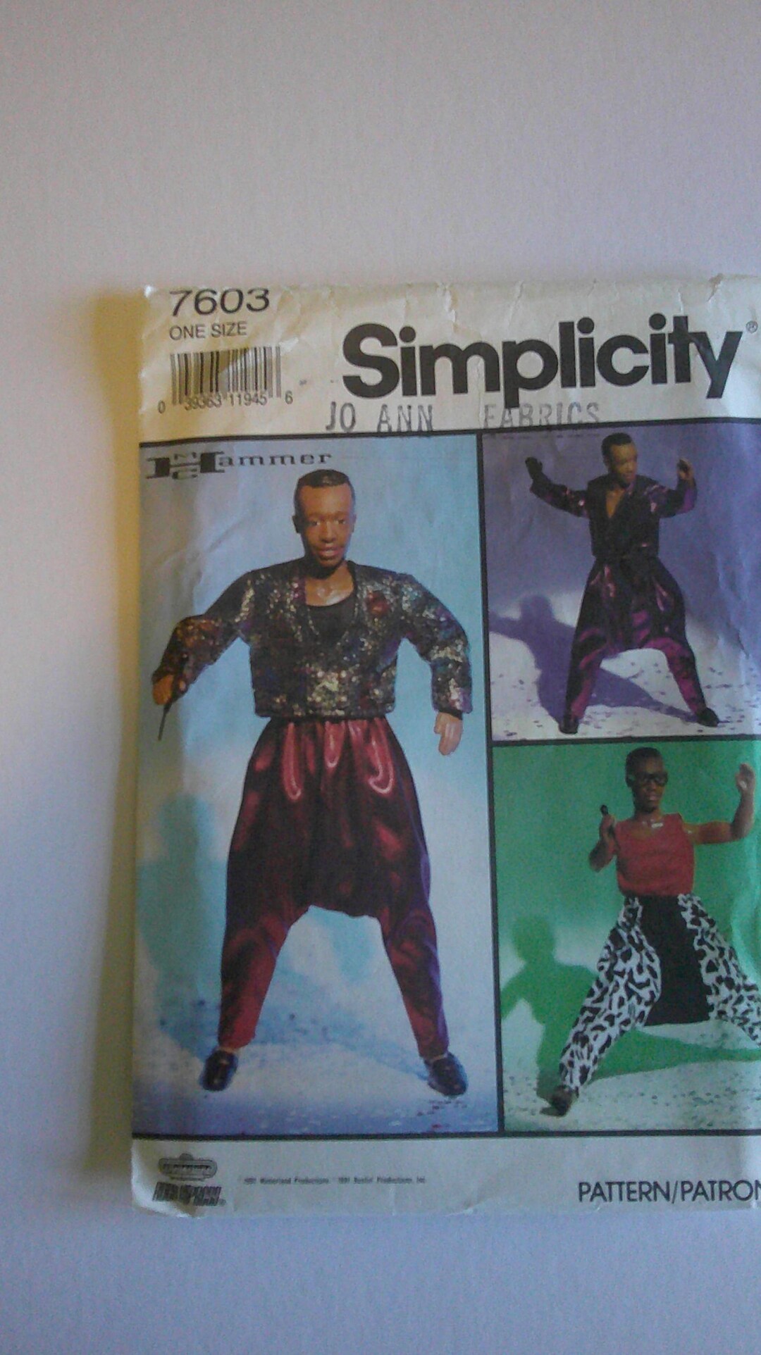 Simplicity 7603 M.C. Hammer Doll Clothes Pattern 1991 Vintage. UNCUT ...