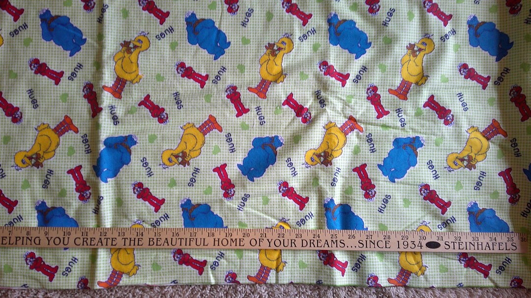 Sesame Street Green Checked Cotton Flannel Measures 2 3/4 Yards X 44 ...