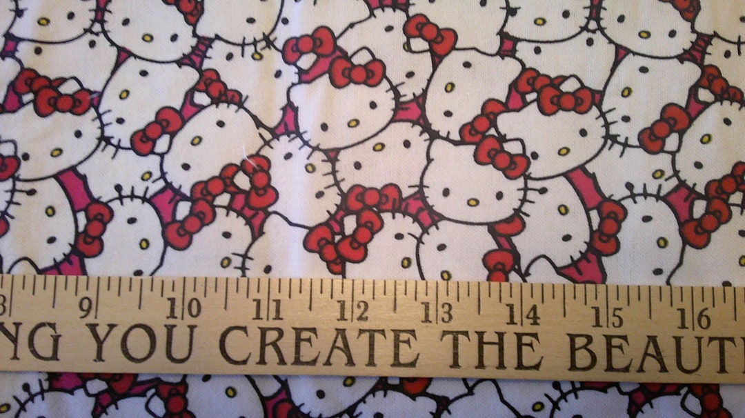 Pink Hello Kitty Faces Flannel Fabric 2013 OOP Measures 24 Long X 42 ...