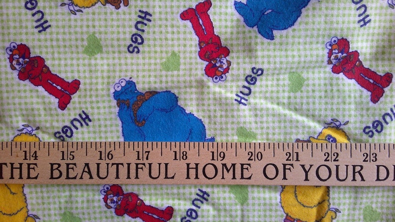 Sesame Street Green Checked Cotton Flannel Measures 2 3/4 - Etsy
