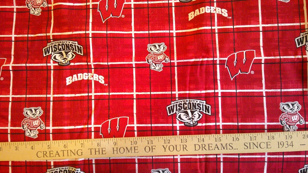 Wisconsin Bucky Badgers Cotton Fabric Measures 2 Yards Long X 42 Inches ...