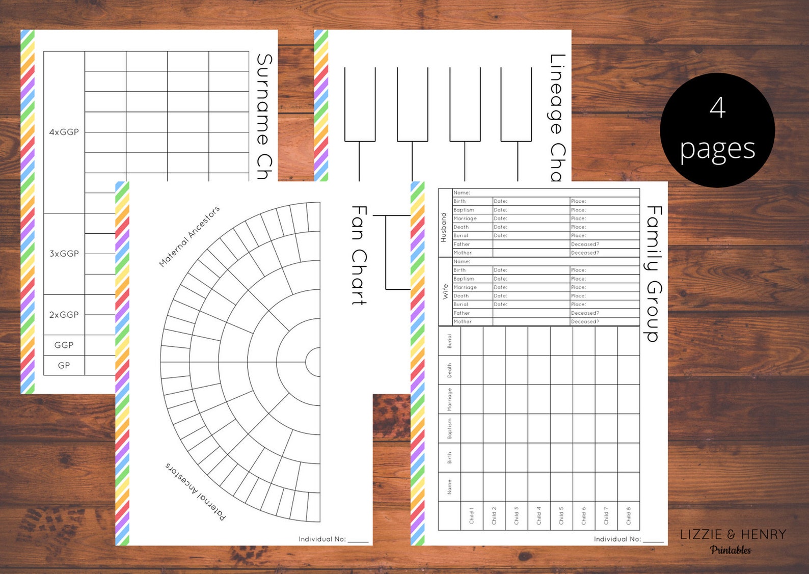 Genealogy Notes | Family Tree Notes | Charts Bundle | Printable | Pdf ...