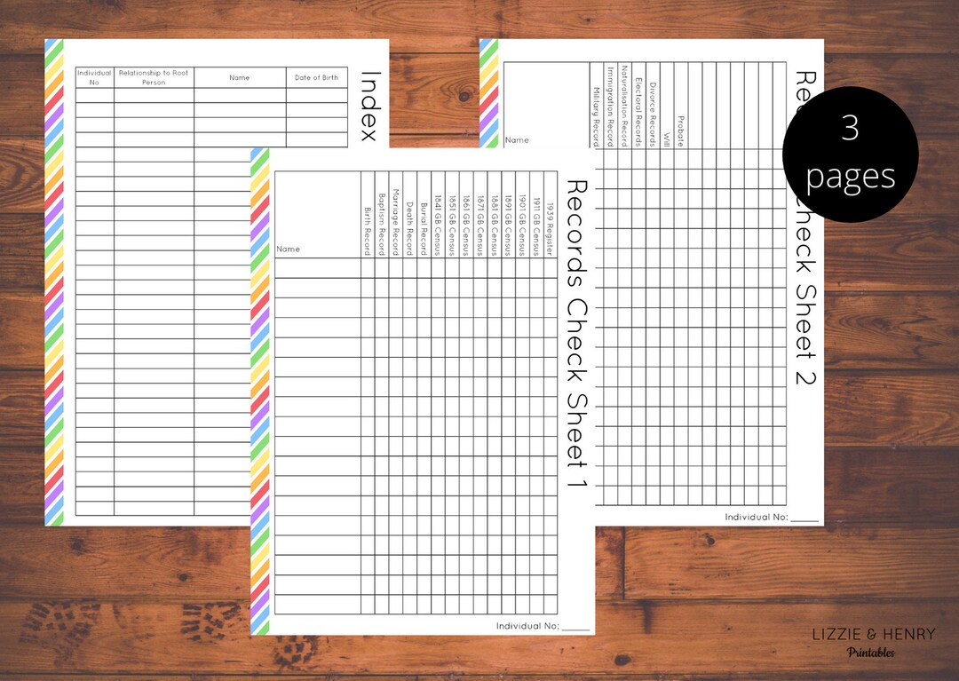 Genealogy Notes | Family Tree Notes | Index and Check Sheet Bundle ...