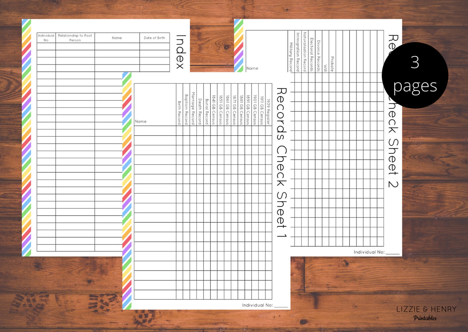 Genealogy Notes Family Tree Notes Index and Check Sheet | Etsy