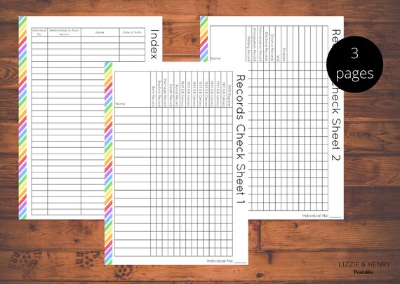 Genealogy Notes Family Tree Notes Index and Check Sheet - Etsy UK