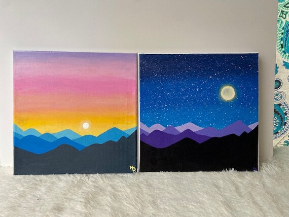 Sunset Over Mountains Painting