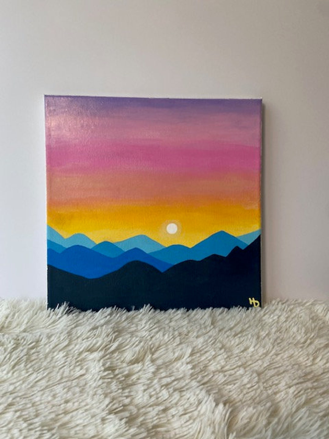 Sunset Over Mountains Painting - Etsy